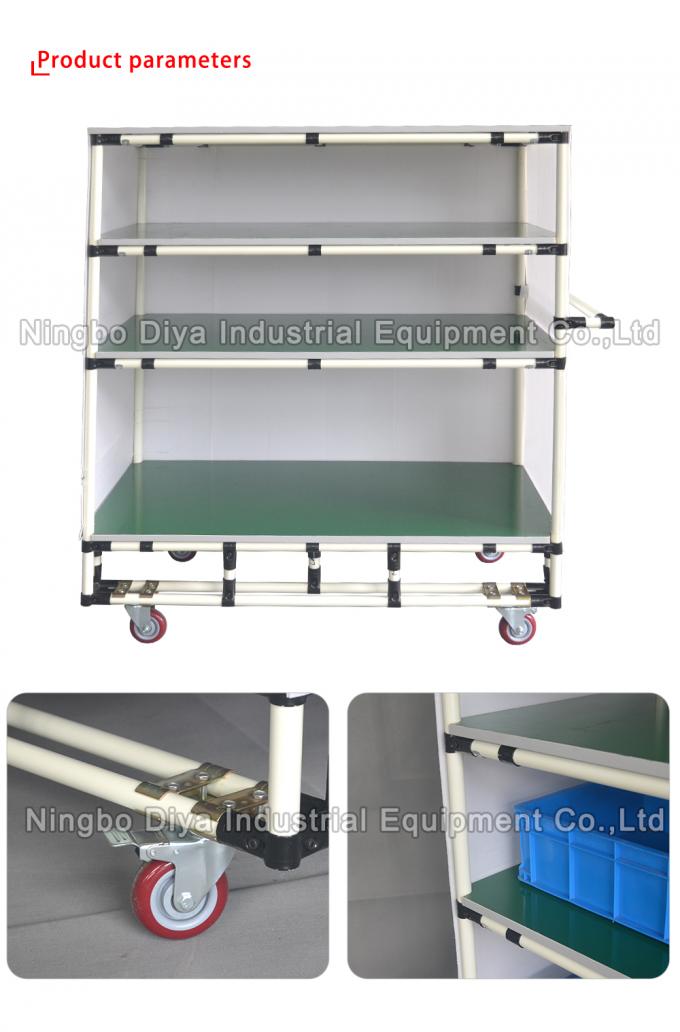 Heavy Duty Industrial Handpush Tote Cart White Lean Pipe Trolley