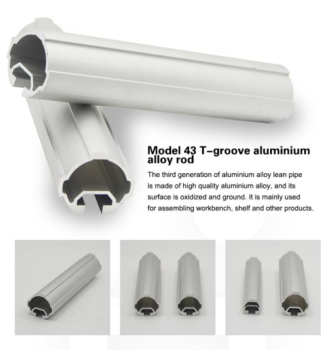 Anodic Oxidation Aluminium Alloy Pipe Diameter 43mm T-slot Aluminium ...