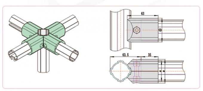 Sand Blasting Lean Aluminum Pipe Connector For Assembly Pipe Rack System