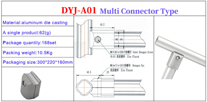 ODM Industrial Accessories Workshop Lean Aluminum Pipe Connector