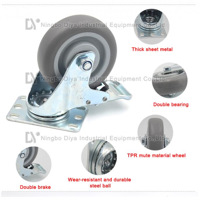 3 Inch Tpr Rubber Industrial Caster Wheels Swivel Lock Damping Casters