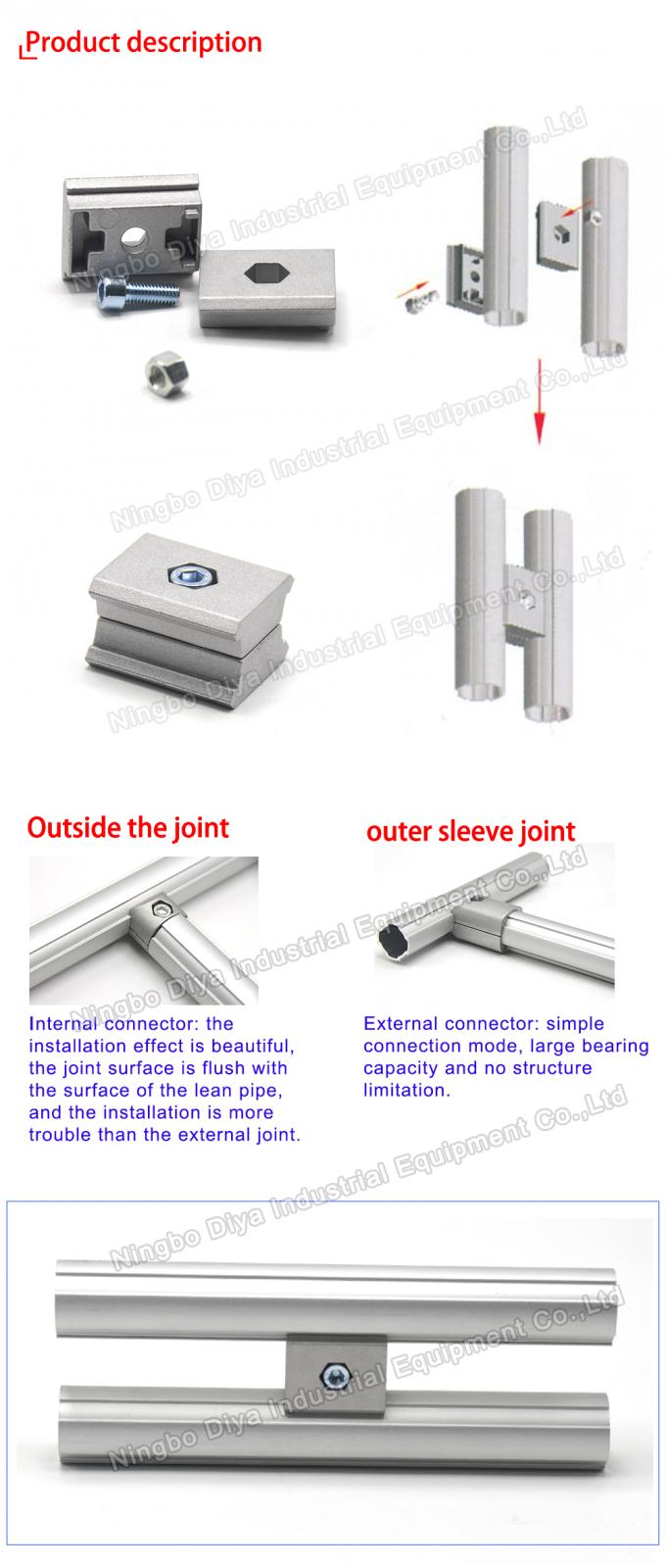 Parallel Workbench Aluminum Pipe Connector For Aluminium Lean Pipe
