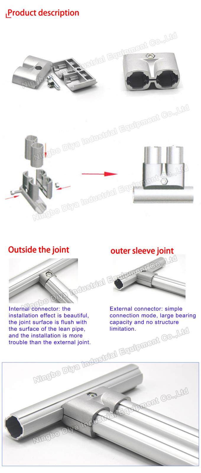 Lightweight Lean Tube Connector Sand Blasting Surface For Warehouse ...