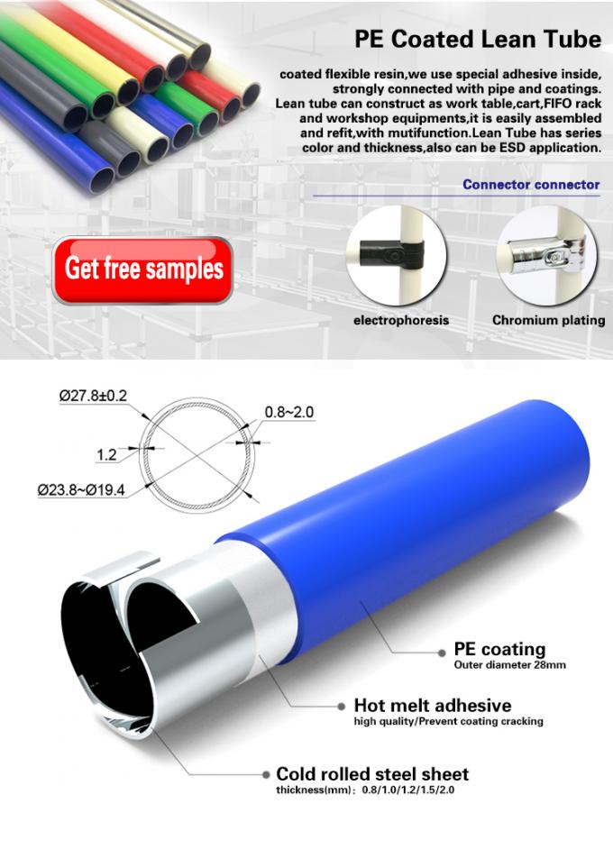 28mm PE Abs Coated Lean Tube For Rack System