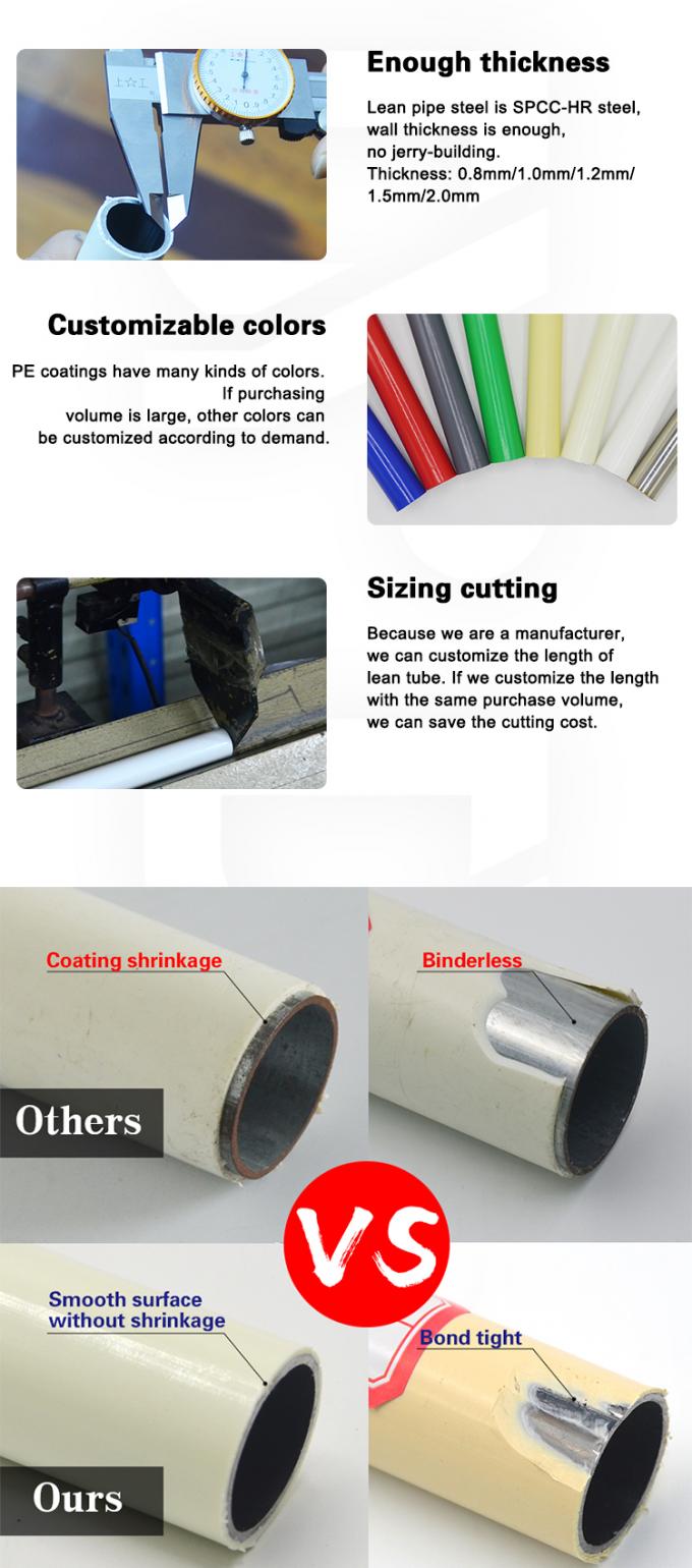 PE / ABS Coated Steel Lean Tube For Factory Warehouse And Assembly Line