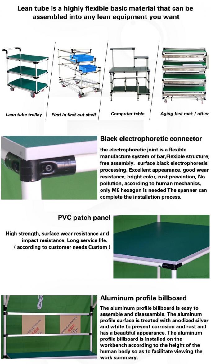Antistatic Electronic Work Table Easy Assembly Light Duty Lean Tube ...