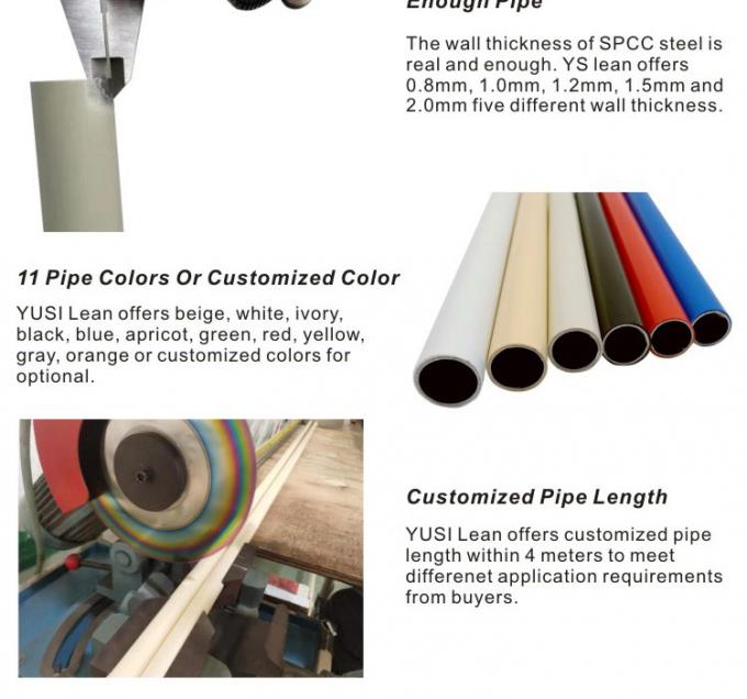 Customized ESD ABS Coated Pipes Plastic Coated Steel Lean Pipe / Tube ...