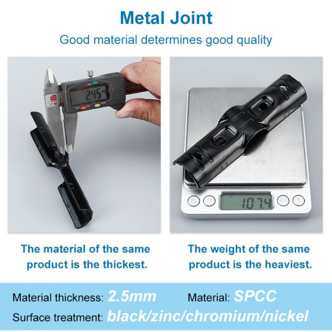 HJ-3 OD28mm Black Lean Tube Connector And Metal Joints For Lean Pipe