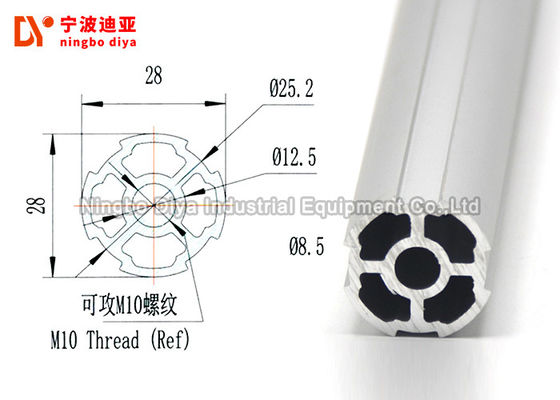 DY28-02A Aluminum Lean Pipe T-Slot Frame Tube For Pipe Rack System