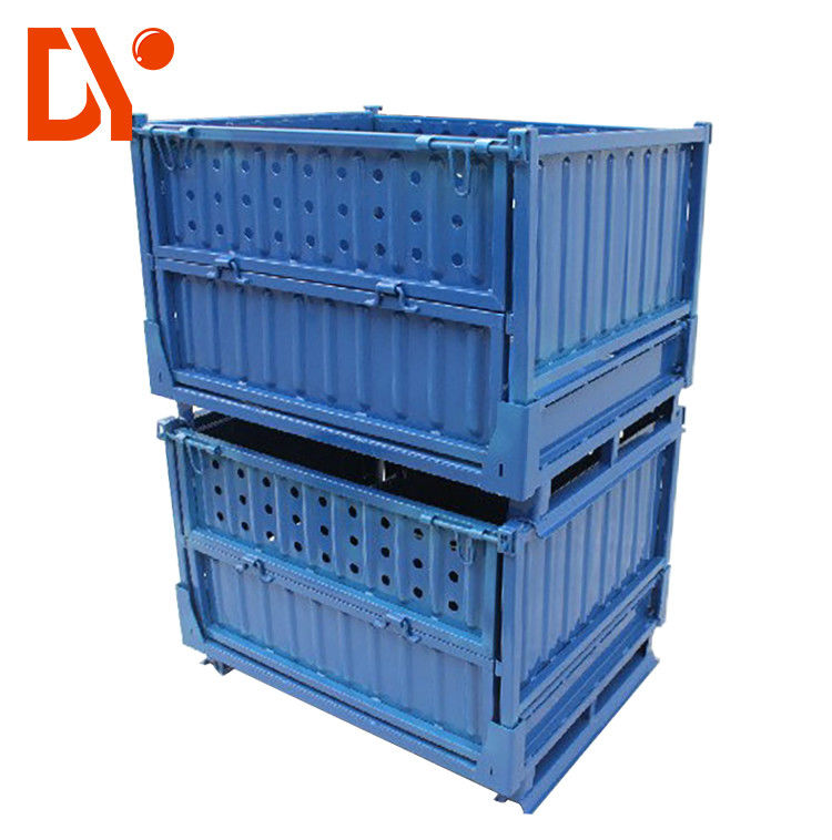 Blue Color Metal Pallet Box Double Faced 4 - Way Entry Type Heavy Duty