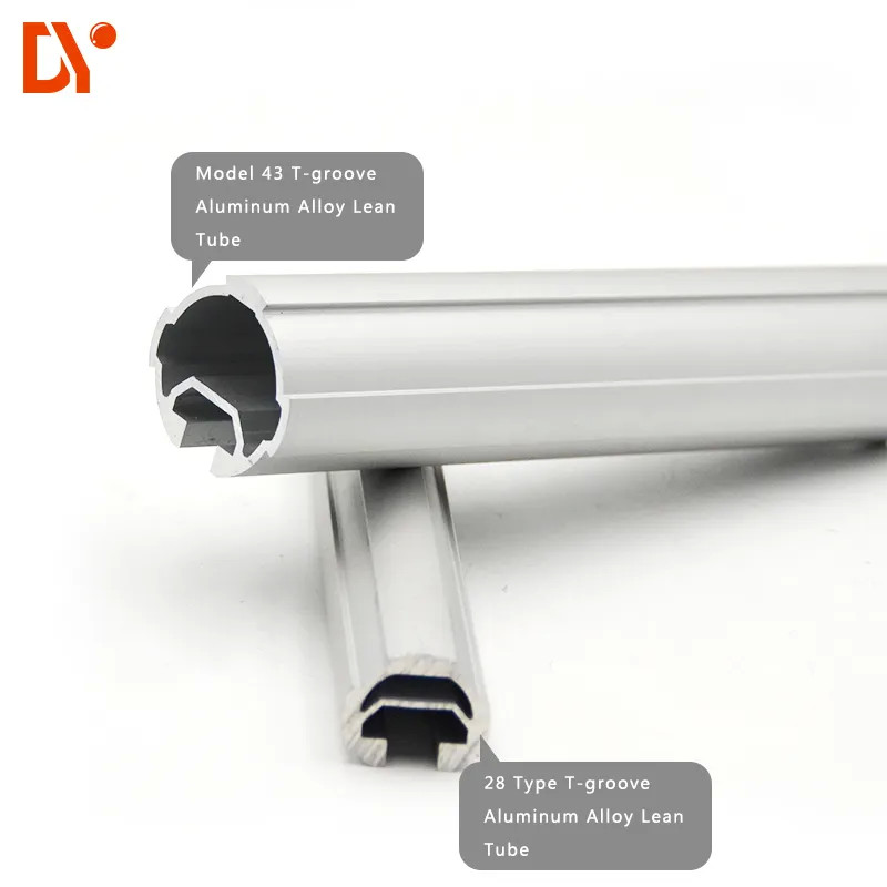 DY28-02A Aluminum Lean Pipe T-Slot Frame Tube For Pipe Rack System