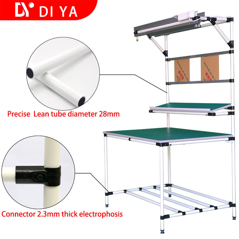Customized Industrial PE Coated Lean Tube Anti Static Workbench For Factory