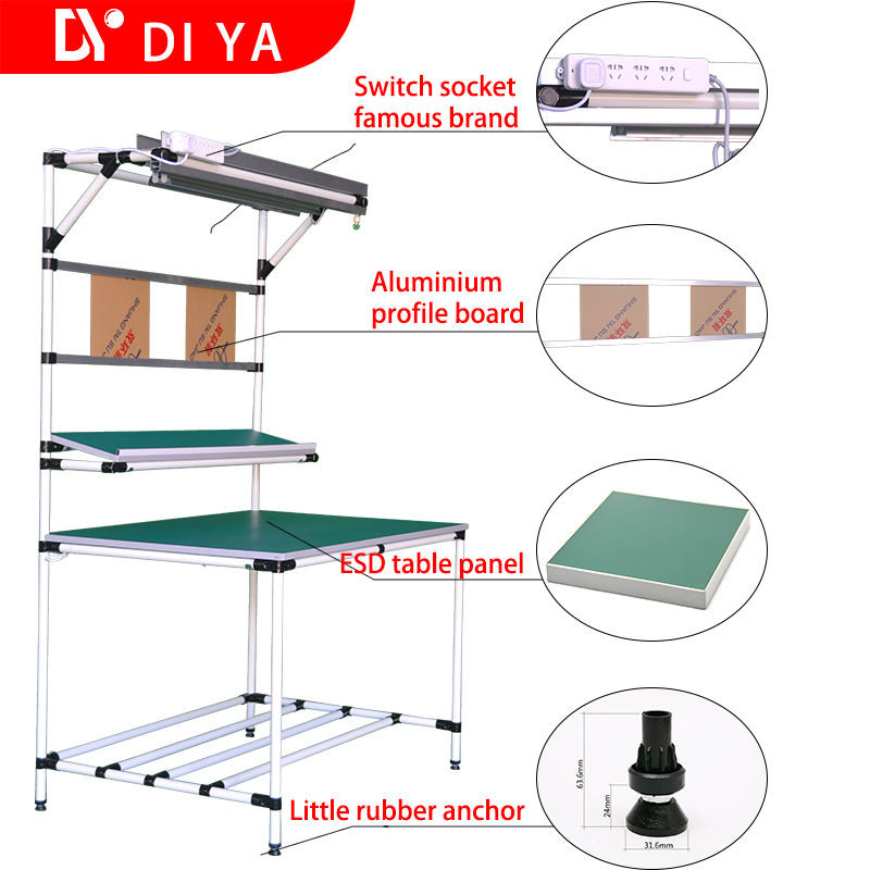 Customized Industrial PE Coated Lean Tube Anti Static Workbench For Factory