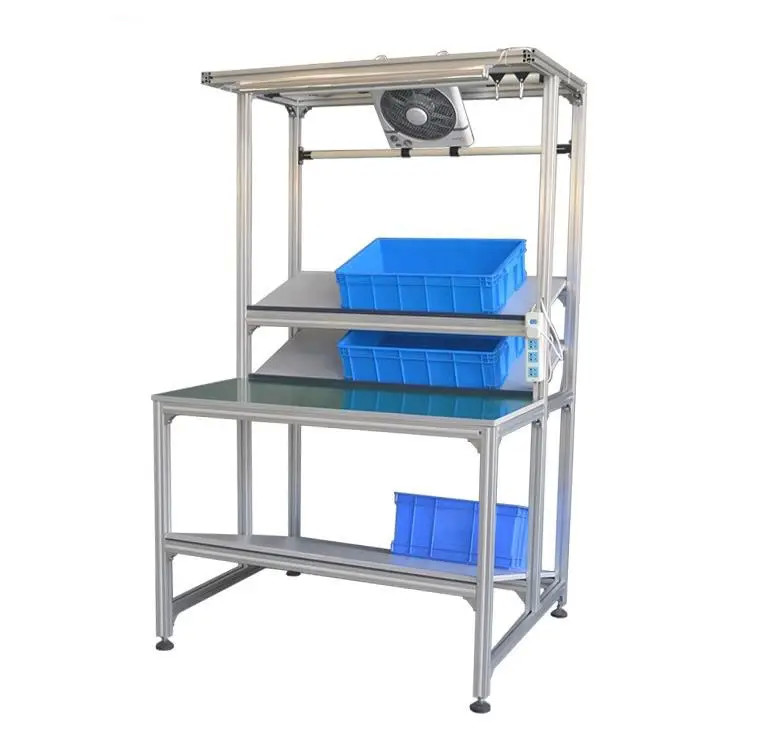 ESD Assembly Line Movable Adjustable Heavy Duty Workbench For Workshop
