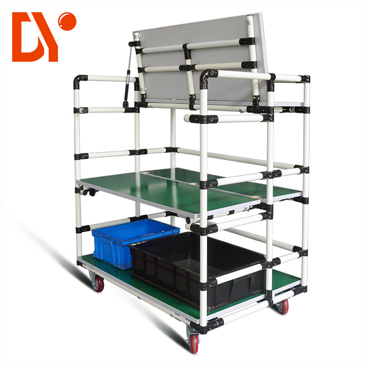 Lean Pipe Metal Work Cart , Automobile Workshop Tool Cart High Performance