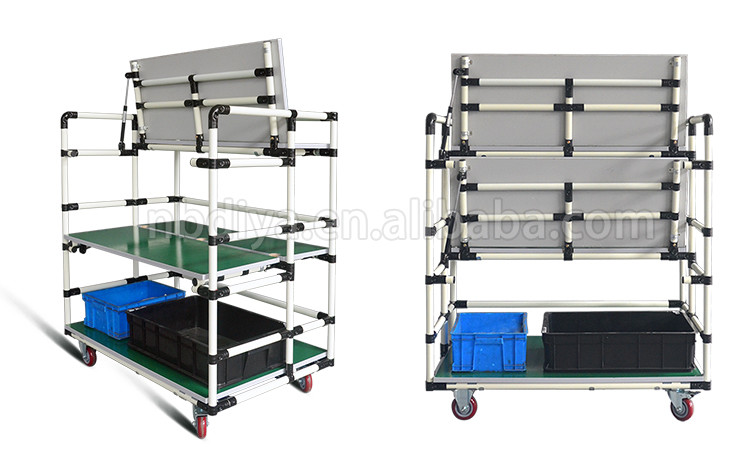 Lean Pipe Metal Work Cart , Automobile Workshop Tool Cart High Performance