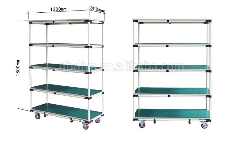 Colorful Lean Pipe Mobile Trolley Cart Hand Pushed For Automobile Parts