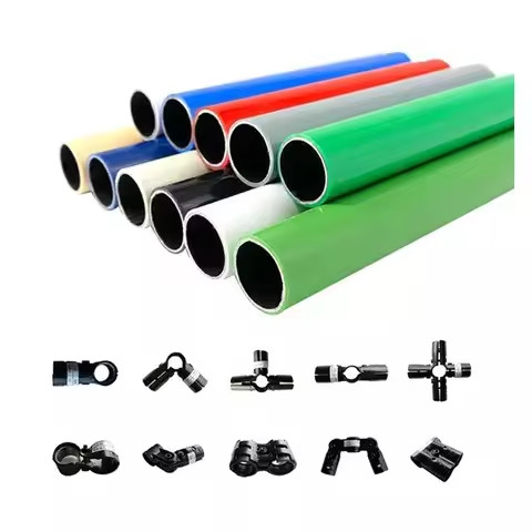 Lean Pipe PE / ABS Coated Metal Tube For Pipe Joint System Rack System ...