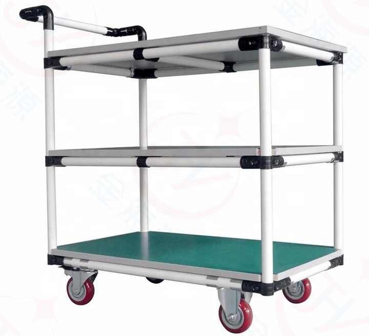 Workshop anti-static trolley lean pipe composite tube shelves assembly cart