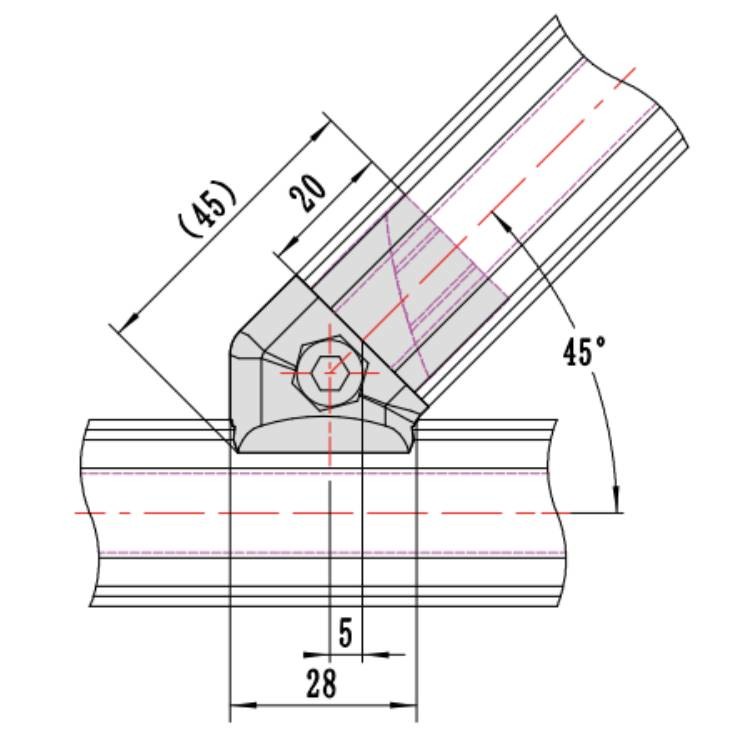 DYJ28-B07 Aluminum Tubing Connector Lean Pipe Joint Fastener Kit 45 ...
