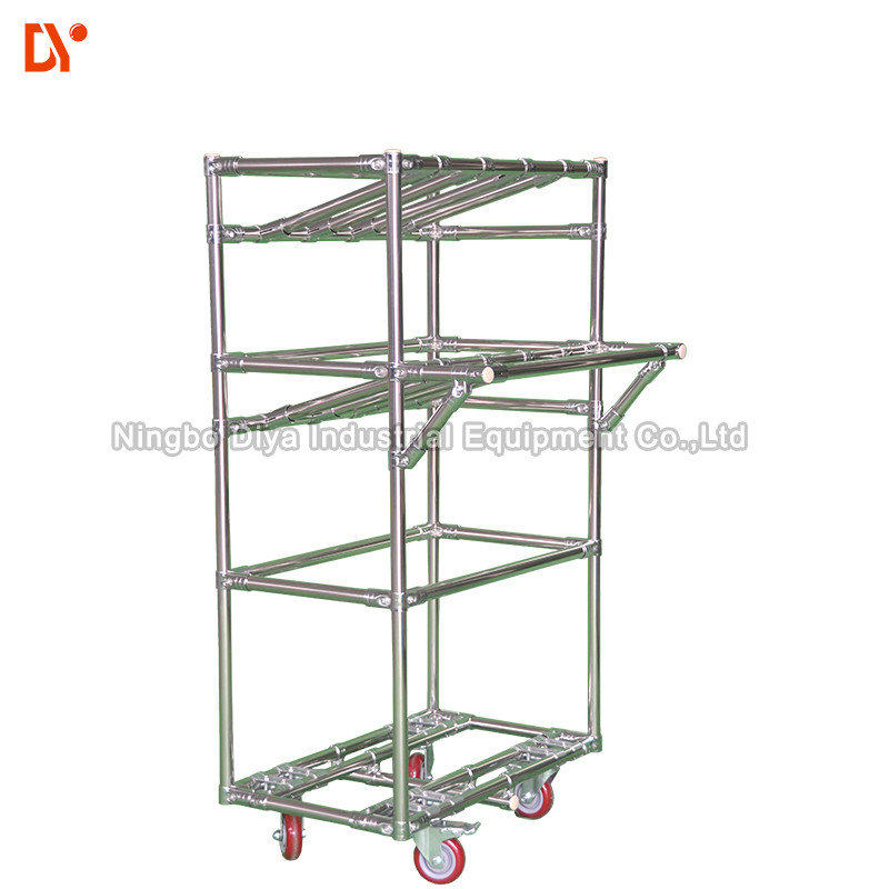 PE Lean Pipe Recycling Tote Cart Turnover Trolley Cold Welded Glossy ...