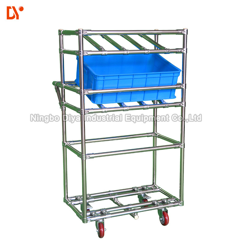 PE Lean Pipe Recycling Tote Cart Turnover Trolley Cold Welded Glossy ...