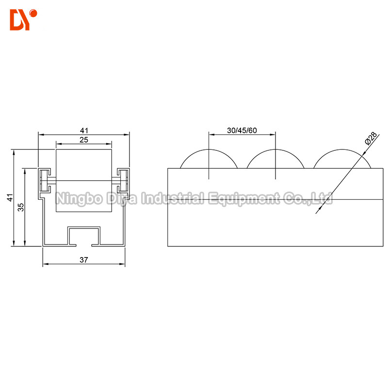 Flow Rail Roller Track Conveyor , PP / ABS Gravity Roller Track 28mm x 25mm