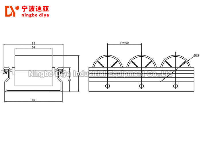 PE / ABS Wheel Industrial Placon Roller Track 4000mm Length For Gravity ...