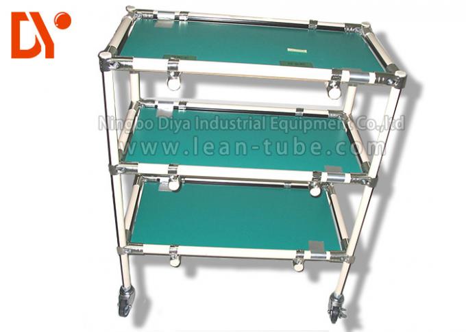 Lean Pipe Tote Cart Turnover Trolley Glossy Surface Corrosion Resistance