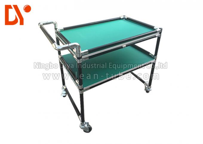 Lean Pipe Tote Cart Turnover Trolley Glossy Surface Corrosion Resistance